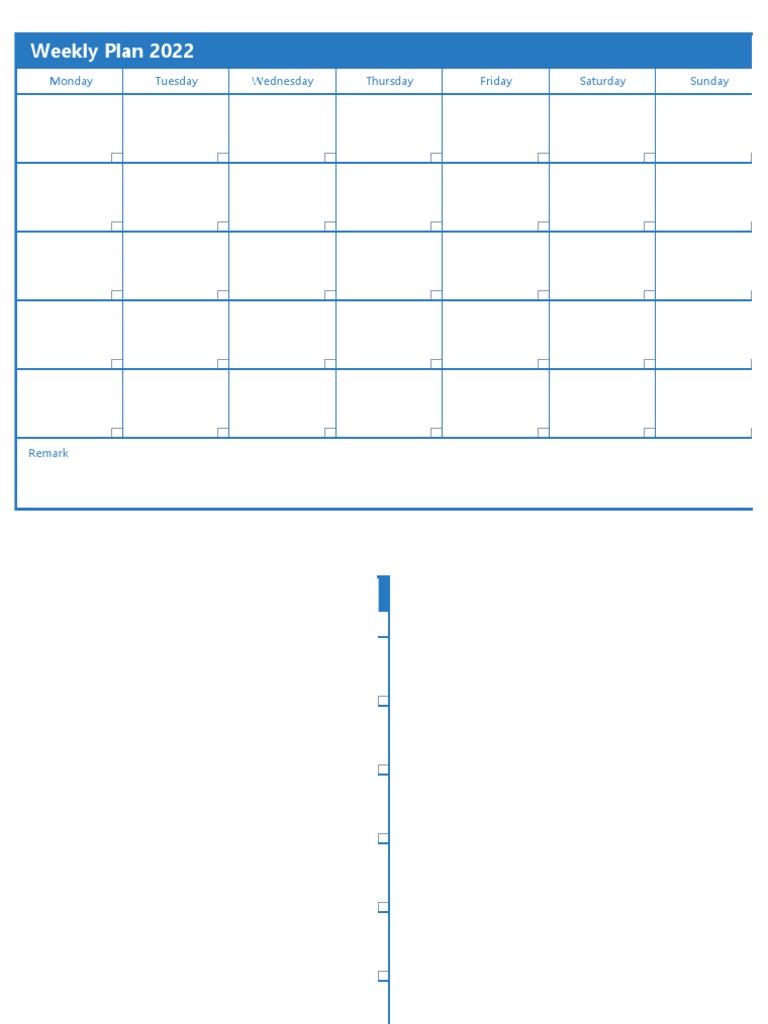 Weekly Plan Overview 2022 | PDF