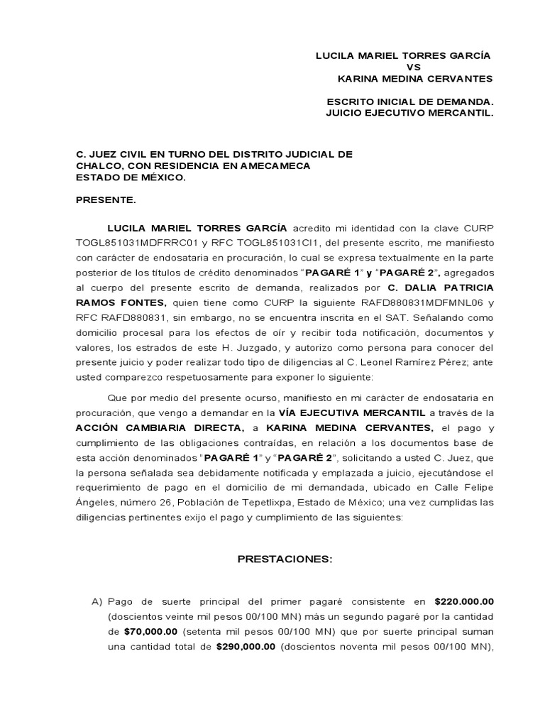 DEMANDA MERCANTIL FINAL | PDF | Demanda judicial | Justicia