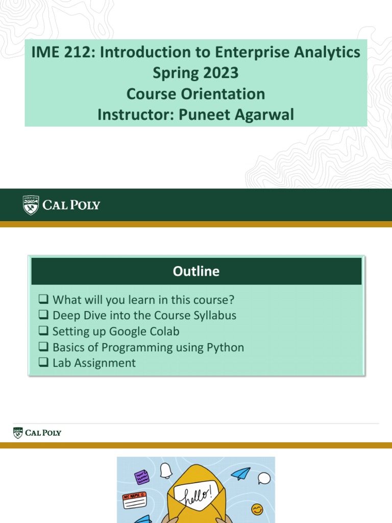 IME 212 Course Orientation | PDF | Analytics | Predictive Analytics