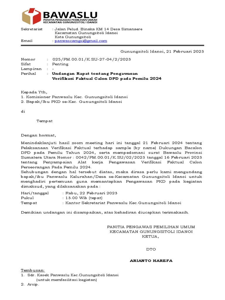 Surat Undangan Verfak DPD | PDF