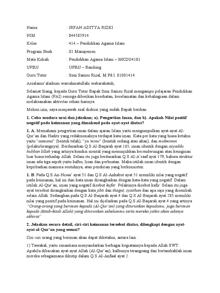 Diskusi 1 PAI | PDF