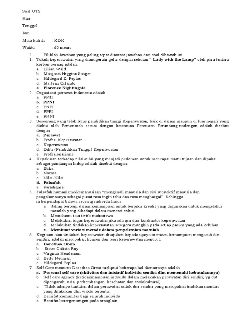 Kisi 2 Soal KDK Uts 2022 | PDF