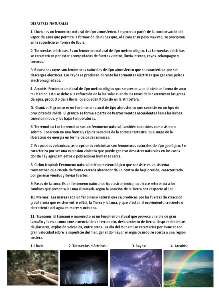 Fenomenos Naturales Definiciones y Dibujos | PDF