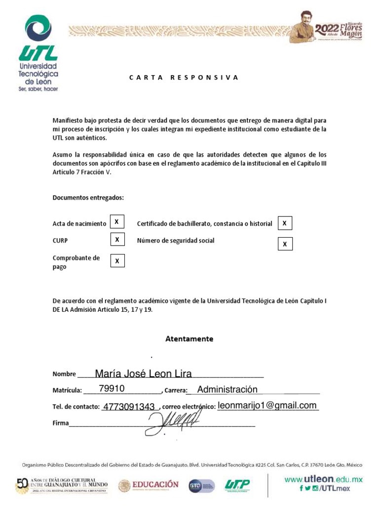 Carta Responsiva | PDF