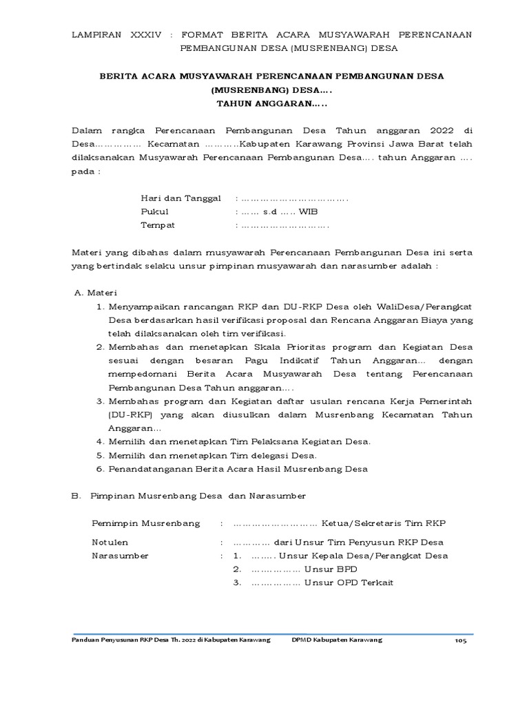 Berita Acara Musrenbang Desa | PDF Berita Acara Musrenbang Desa | PDF