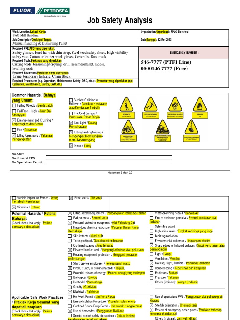 Contoh JSA untuk Pengangkatan Manual | PDF