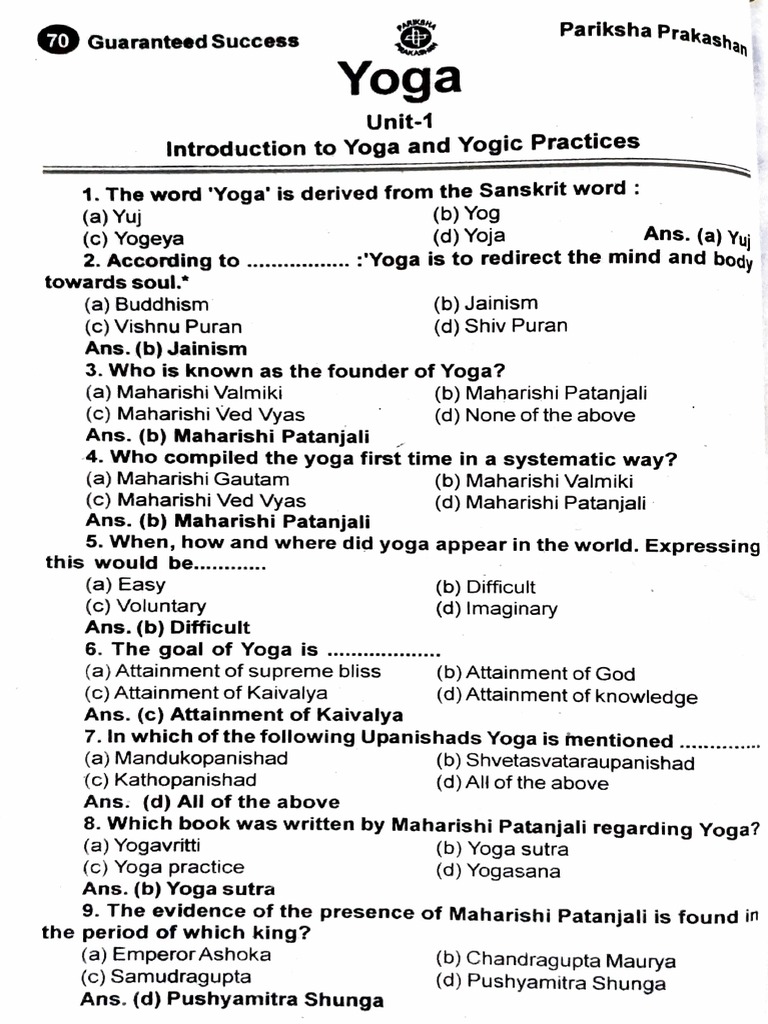 Yoga English Medium Mcq.pdf | PDF | Hatha Yoga | Asana