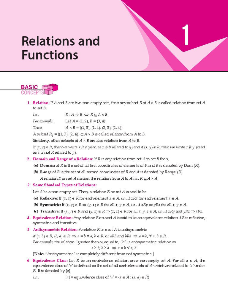 Relation and Function | PDF | Function (Mathematics) | Mathematical Concepts