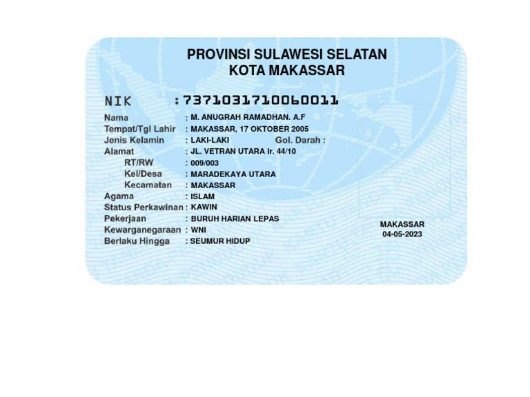 KTP Muhammad Anugrah Ramadhan. A.F - 1 | PDF