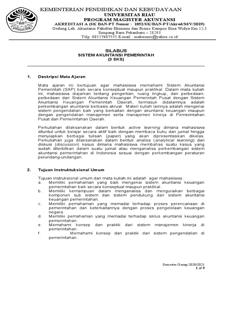 Silabus SAP (3 SKS) | PDF