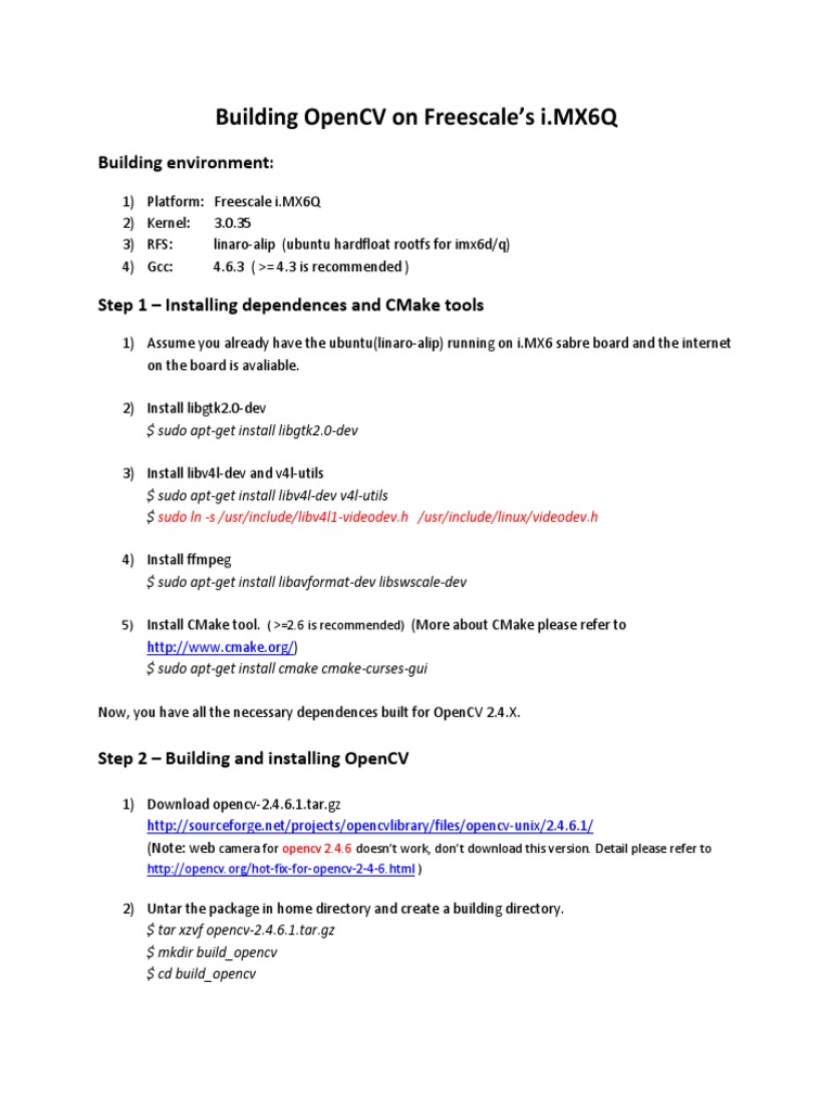 Building OpenCV On Ubuntu Hardfloat Rootfs For i.MX6Q | PDF | Unix Software | Software