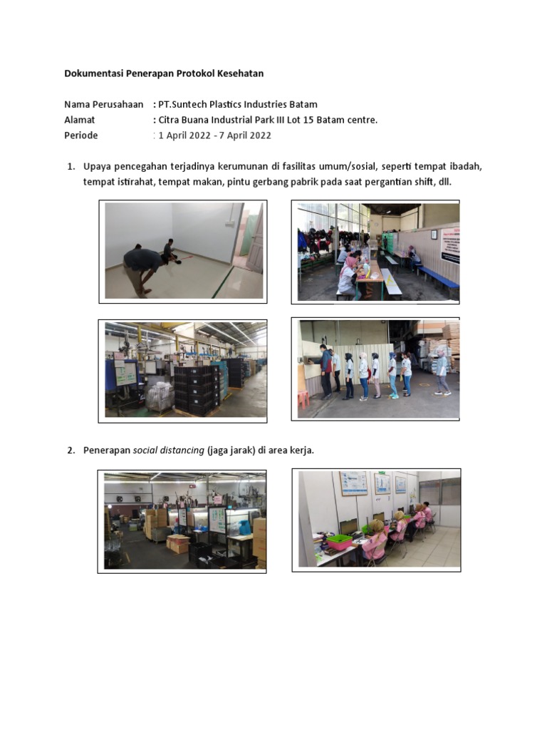 113. Template Dokumentasi Prokes IOMK 1 April 2022 - 7 April 2022 | PDF