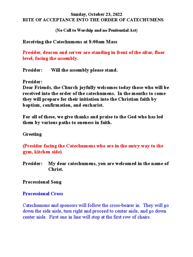 Rite of Acceptance RCIA 22 PDF | PDF