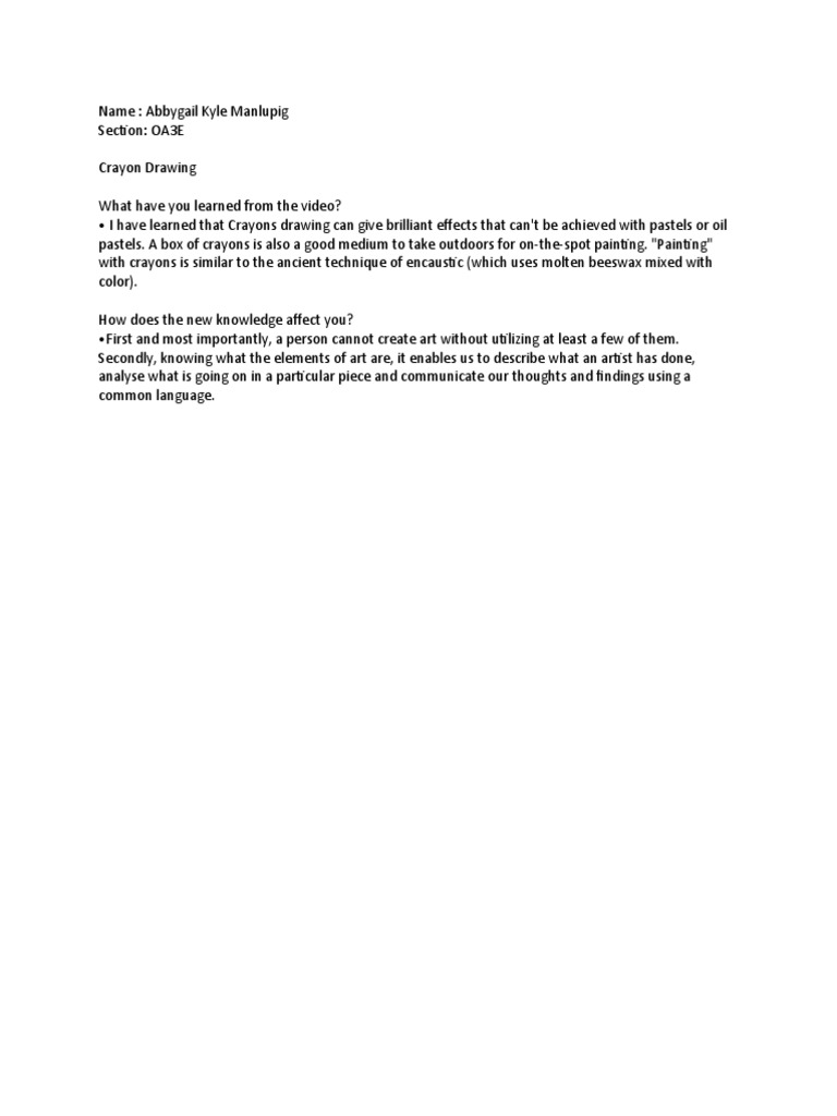 Crayon Drawing Techniques for Beginners | PDF