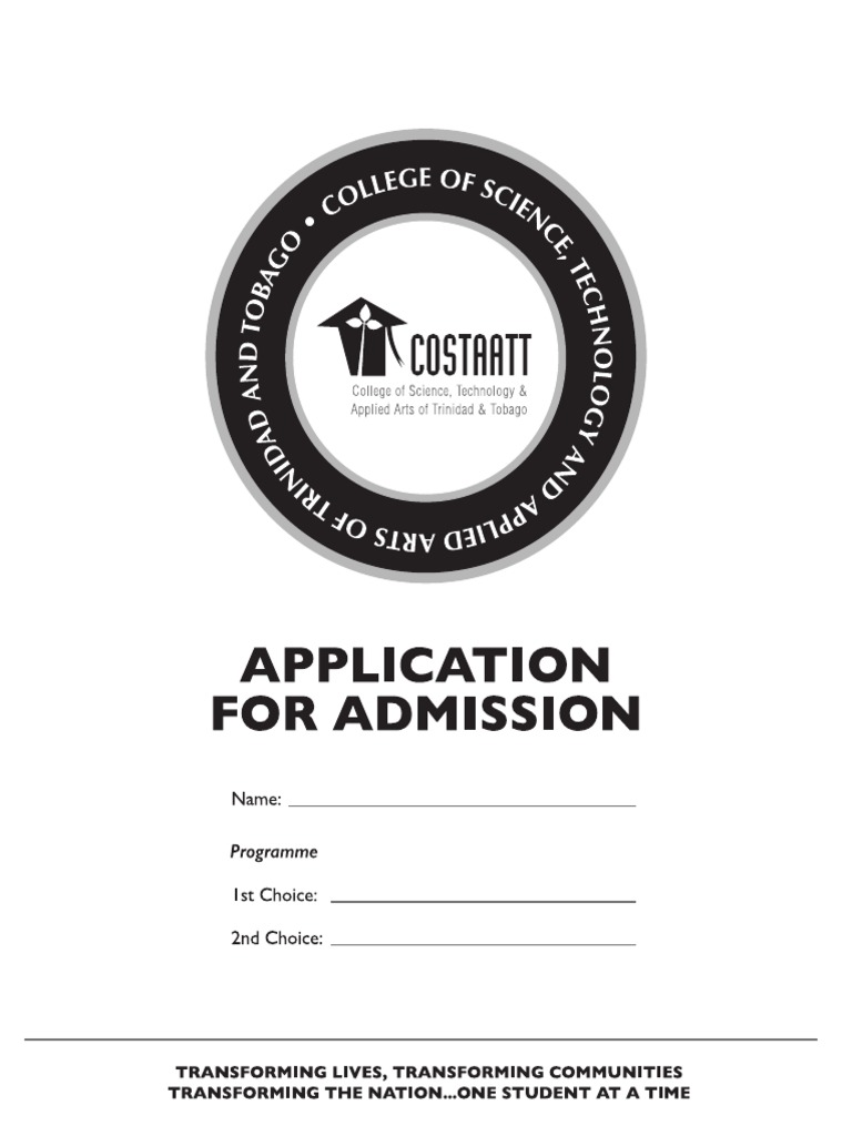 Standard Admissions Application Form PDF | PDF