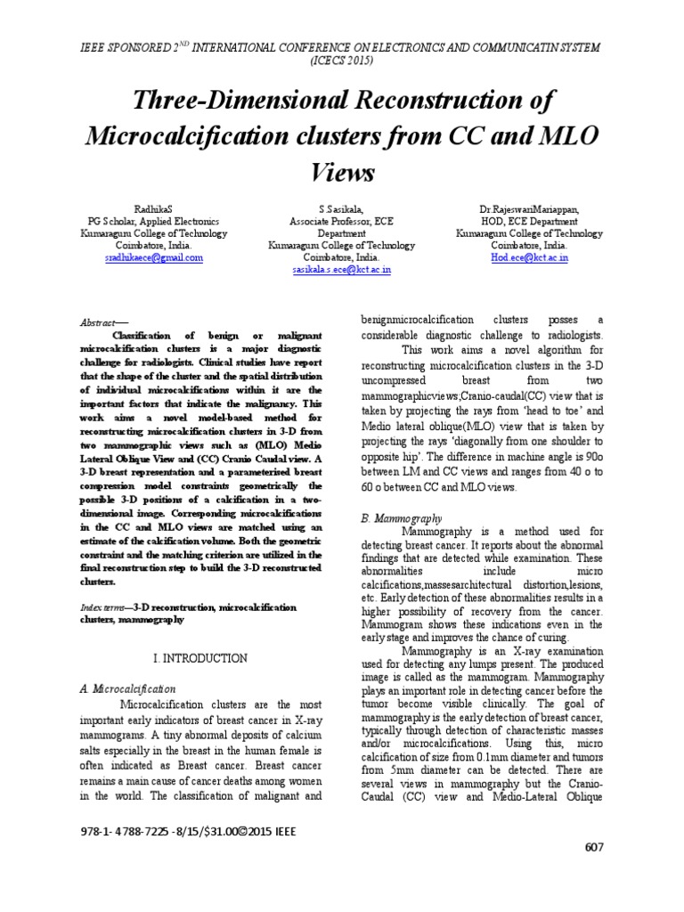 Ieee - Icecs 2015 | PDF | Mammography | Breast Cancer Ieee - Icecs 2015 | PDF | Mammography | Breast Cancer