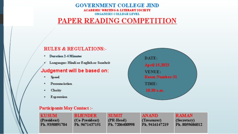 College Paper Reading Competition | PDF