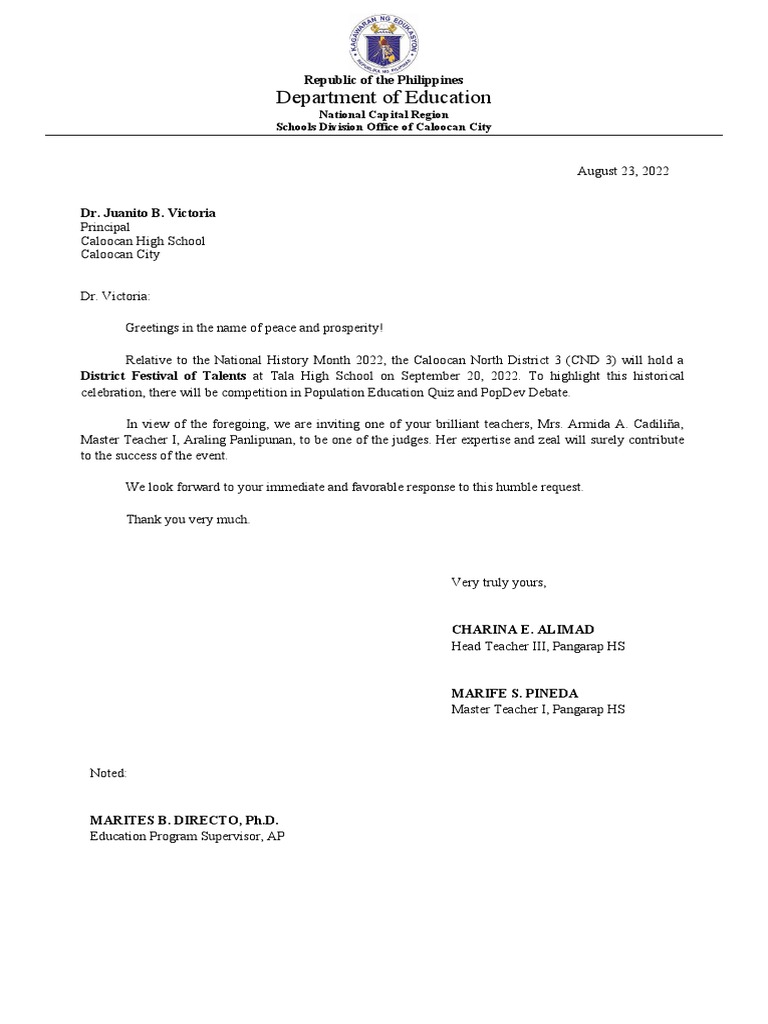 CALOOCAN HS Invitation | PDF