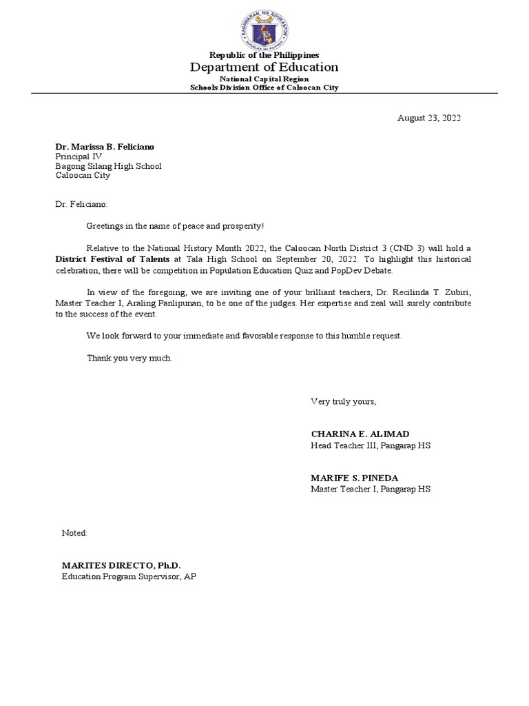 Judge Invitation Letter | PDF