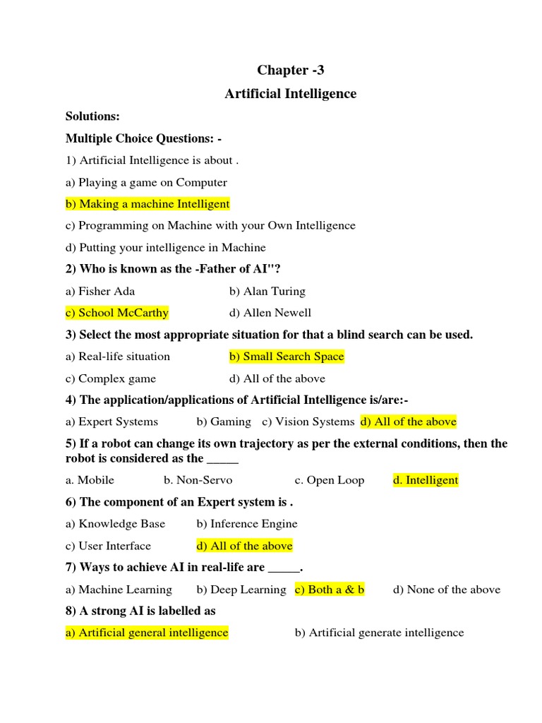 Chapter 3 Answer (Class 8) 2022 | PDF | Artificial Intelligence ...