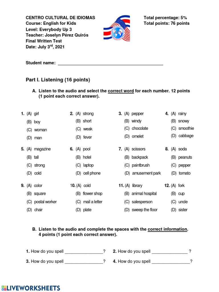 Final Test Up 3 | PDF | Teaching Methods & Materials