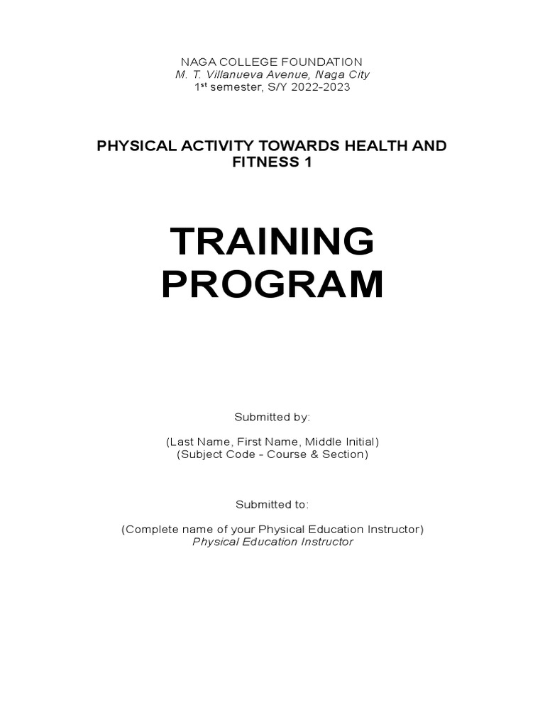 BABATLA - KARL - LEWIN - M.-PATHFIT 1 - Training Program PDF | PDF ...