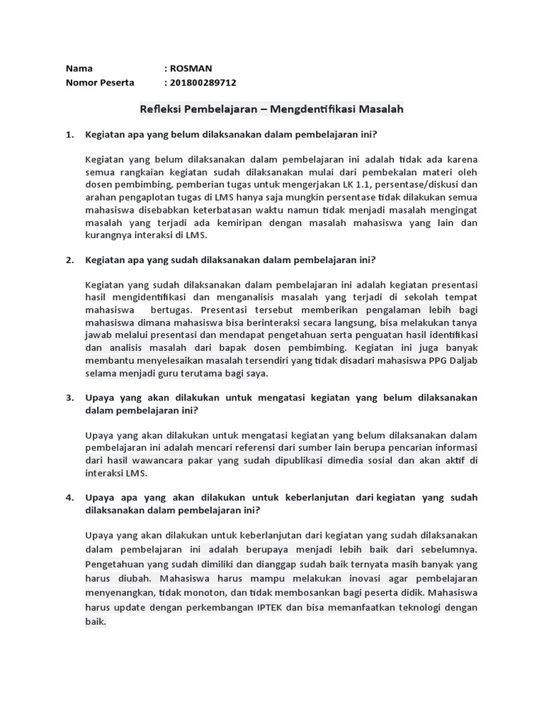 Refleksi - Identifikasi Masalah | PDF