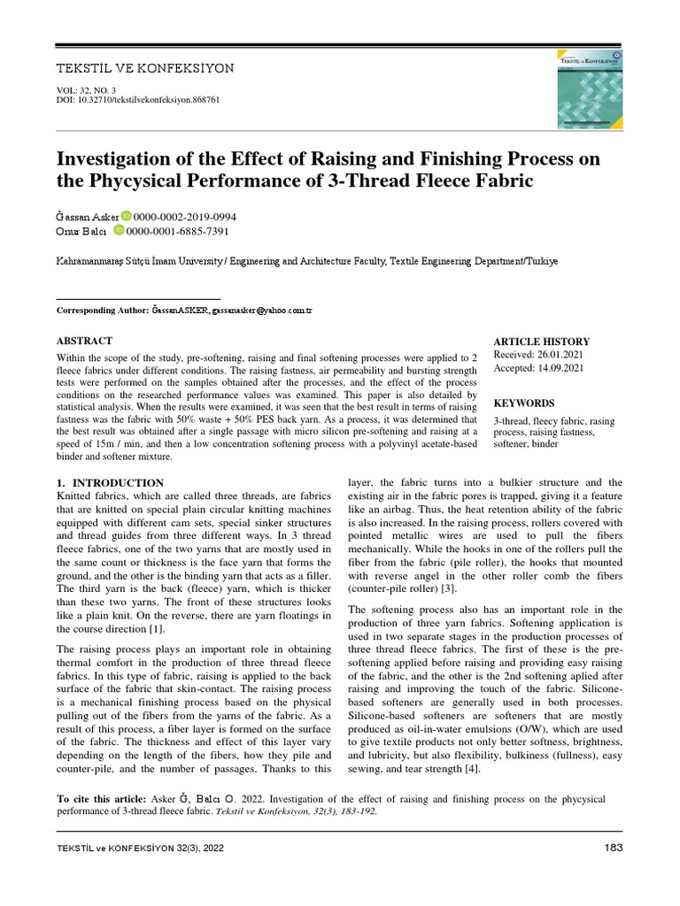 Effect of Raising and Finishing Process | PDF | Textiles | Yarn