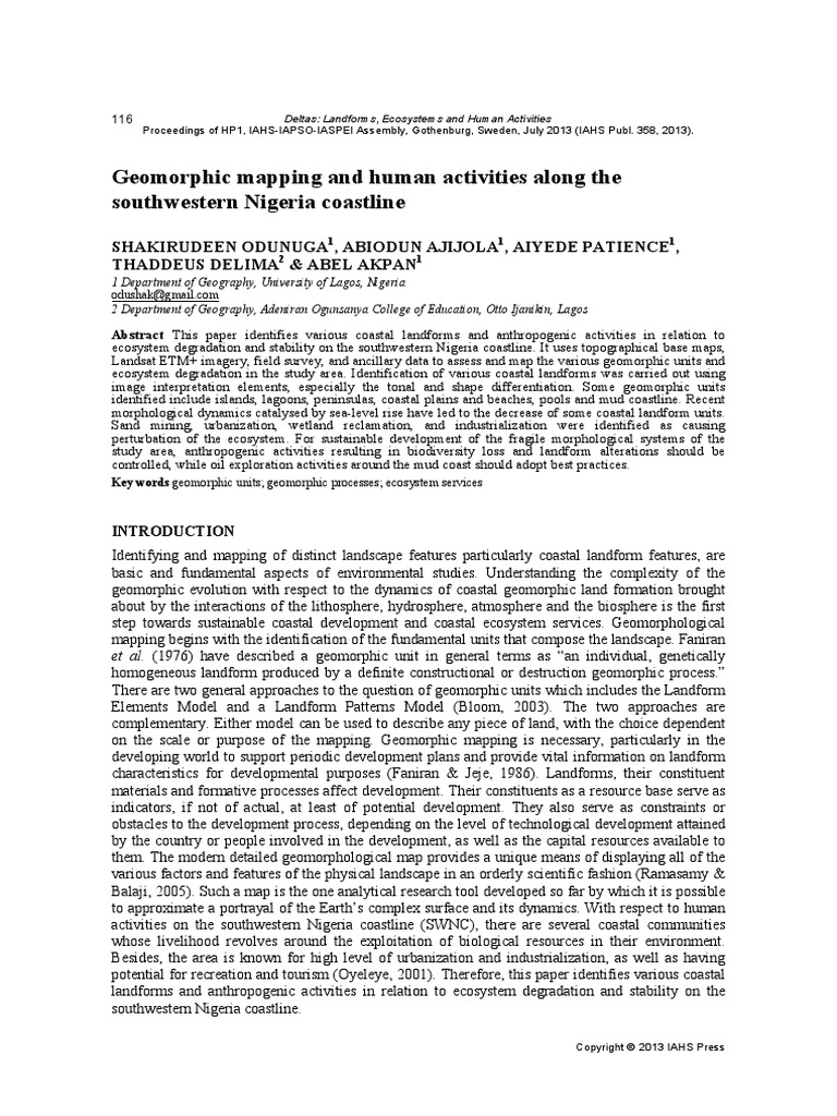 Geomorphic Mapping and Human Activities | PDF | Coast | Human Impact On ...
