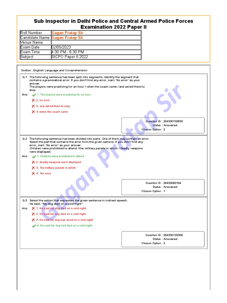 CPO 2022 Paper 2 Answer Key PDF | PDF | Question | Cognitive Science