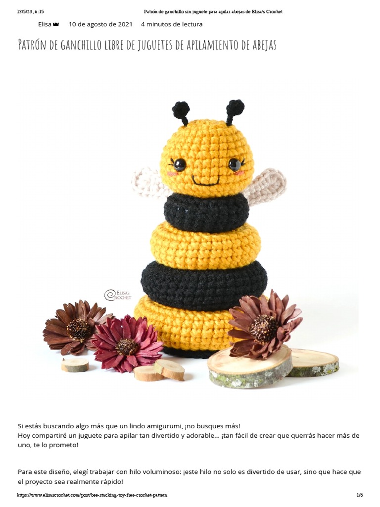 Patrón gratis: Abeja apilable a crochet | PDF | Tejer | Costura
