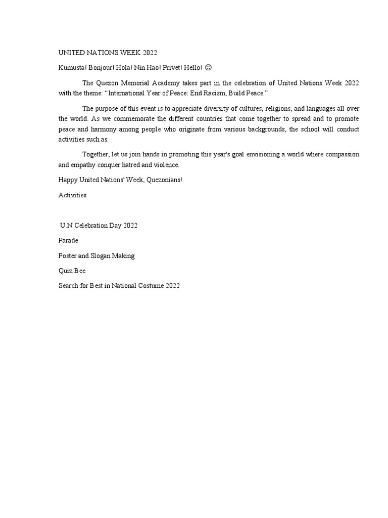 United Nations Week 2022 | PDF | Lifestyle