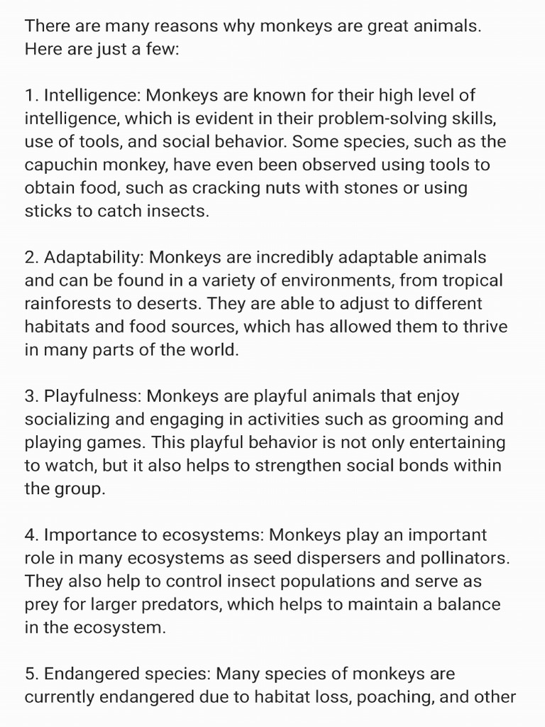 Why Monkeys Are Great - 230513 - 105828 PDF | PDF