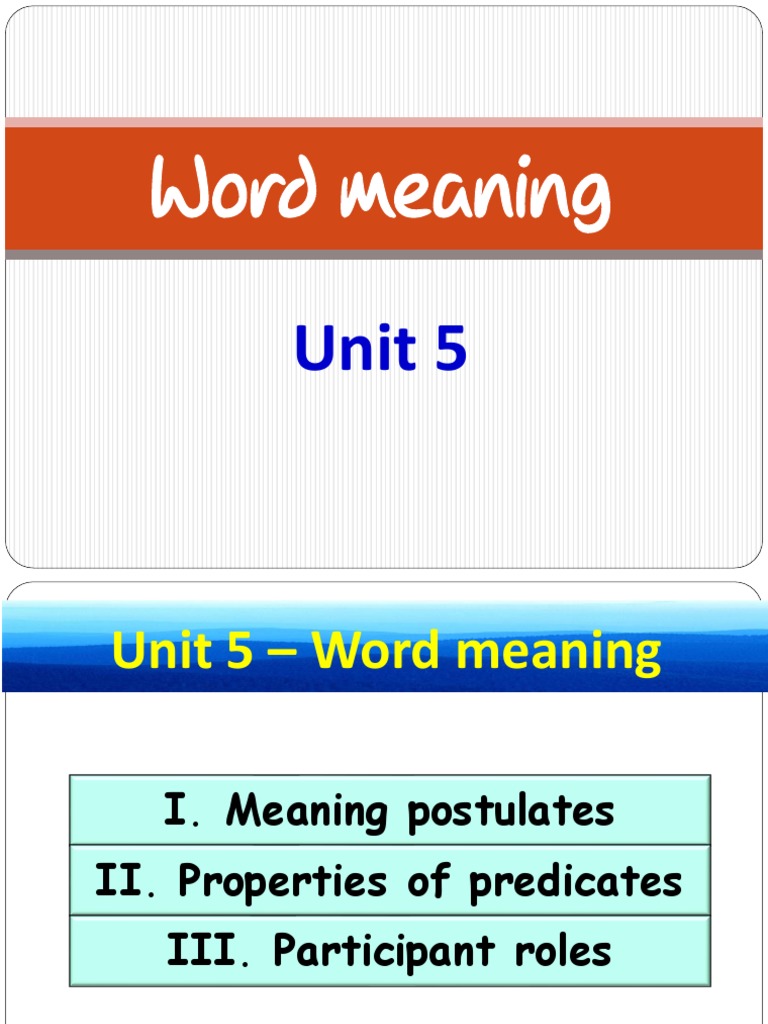 Unit 5 - Word Meaning (2) - Handout-2 PDF | PDF | Cognitive Science | Semantics