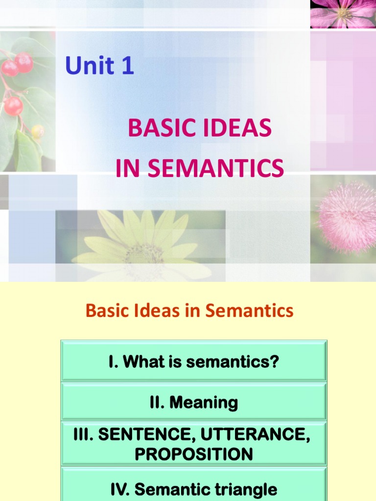 Unit 1, Basic Ideas in Semantics - Handout PDF | PDF | Proposition | Word
