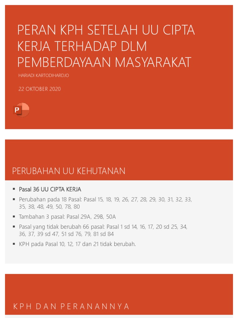 Peran KPH dalam UU Cipta Kerja | PDF