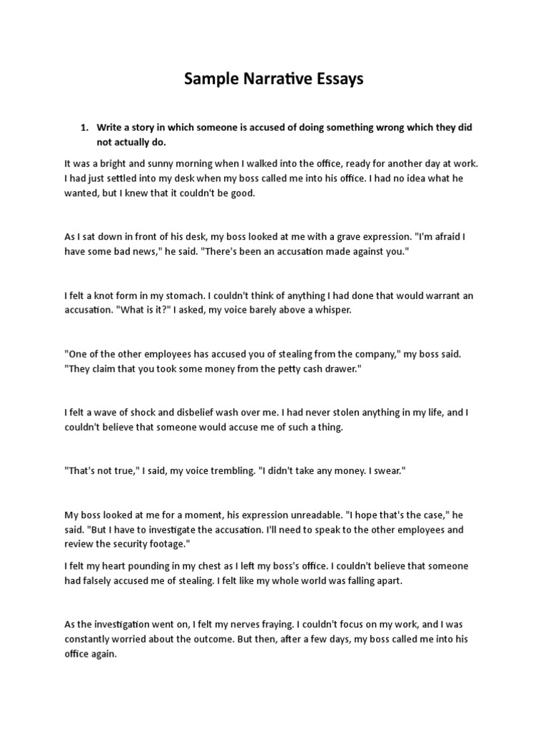 Sample Narrative Essays | PDF