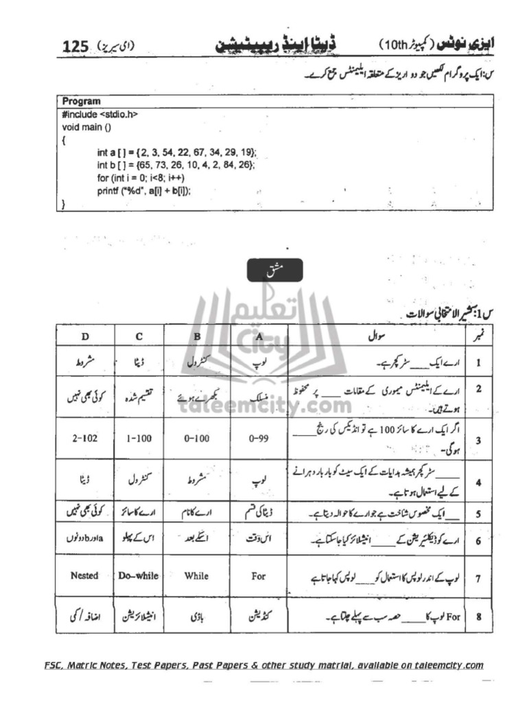 Ch 4 Solved Exercise 10th Class By Taleemcity Pdf 