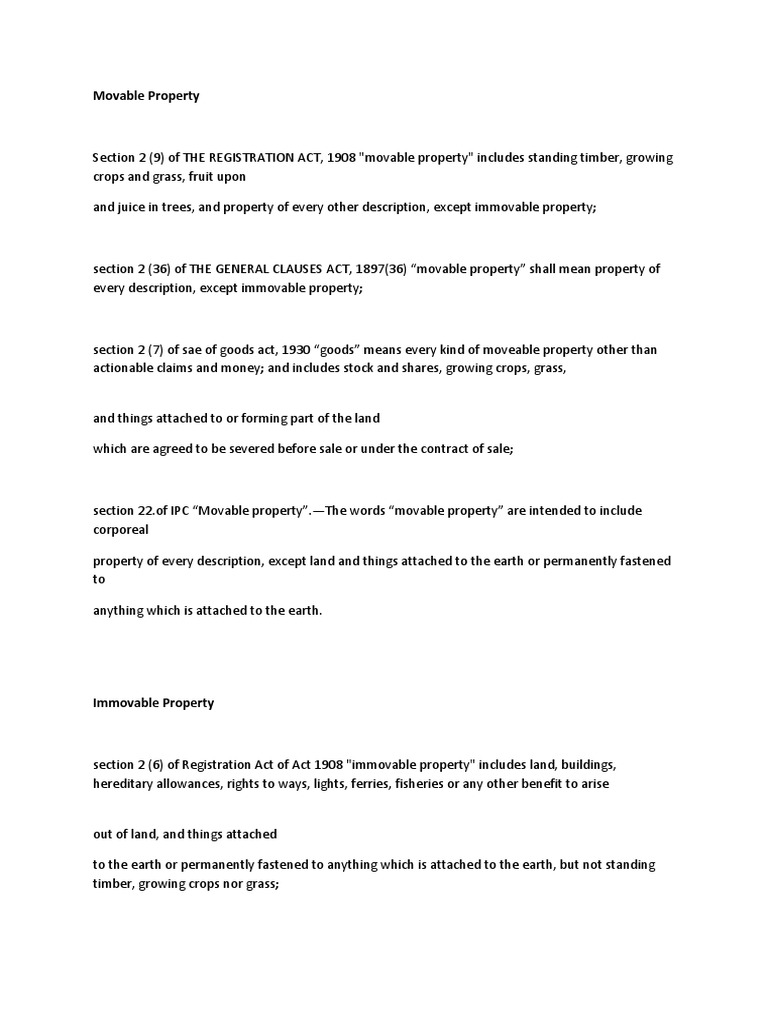 Movable vs Immovable Property Explained | PDF