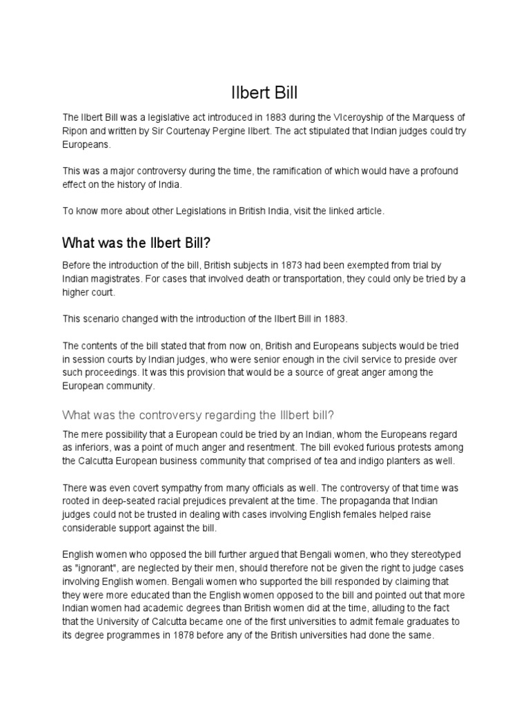 Ilbert Bill PDF | PDF | Government | Justice