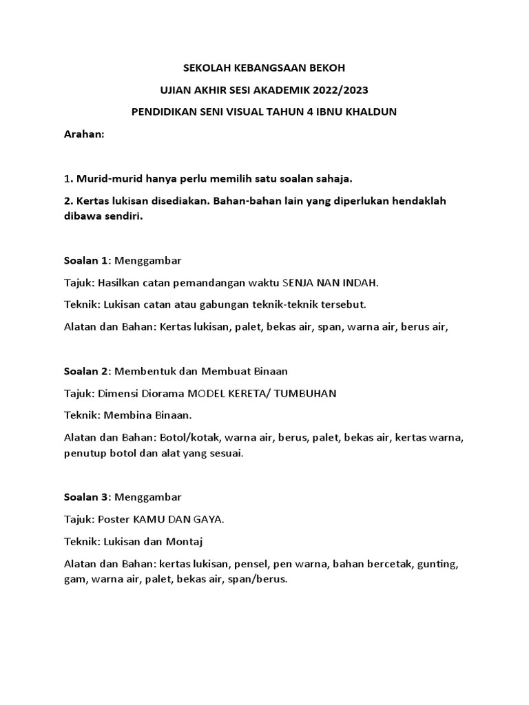 Soalan PSV Tahun 4 | PDF