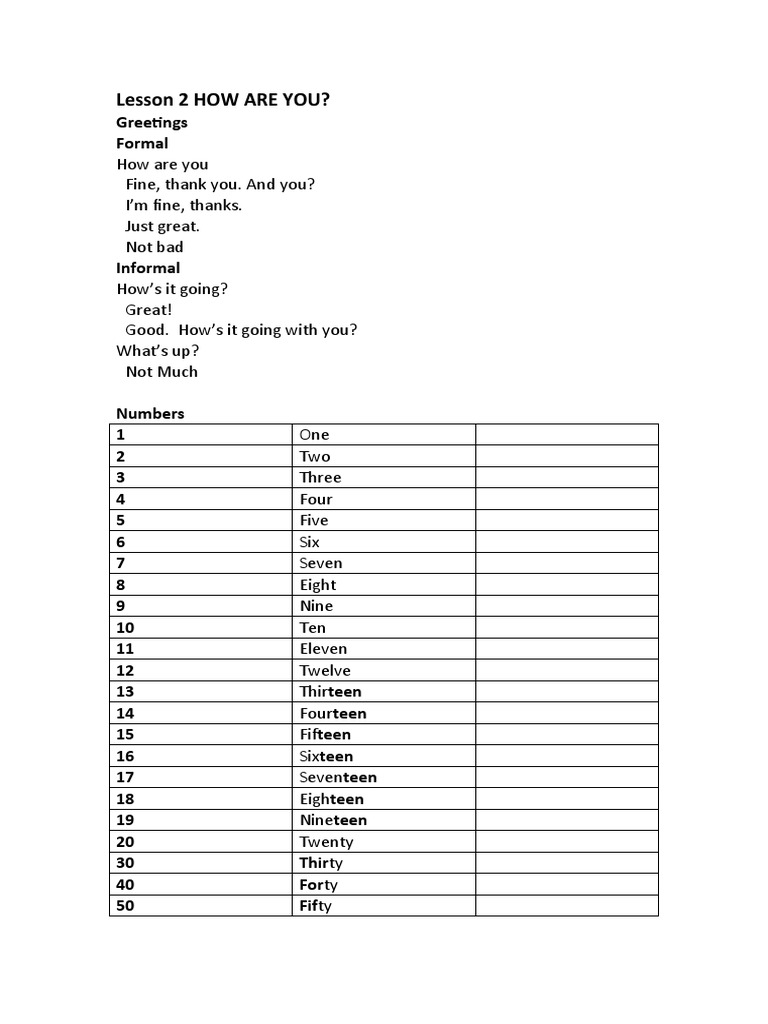 Lesson 2 HOW ARE YOU | PDF