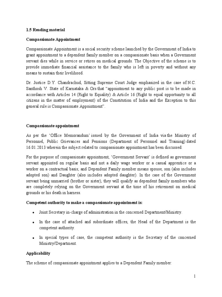 Compassionate Appointment | PDF