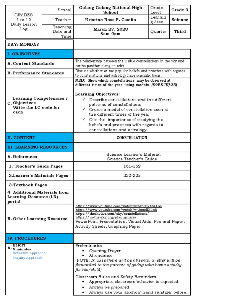 CO1 Constellation-Final | PDF | Learning | Astrology