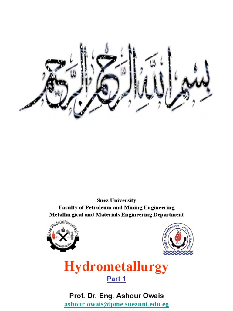Hydrometallurgy Part 1 | PDF | Mill (Grinding) | Smelting
