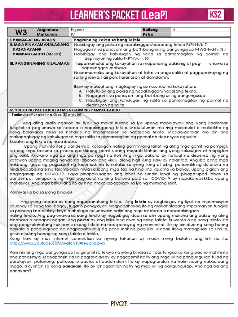 Q4 Filipino 4 Week3 | PDF