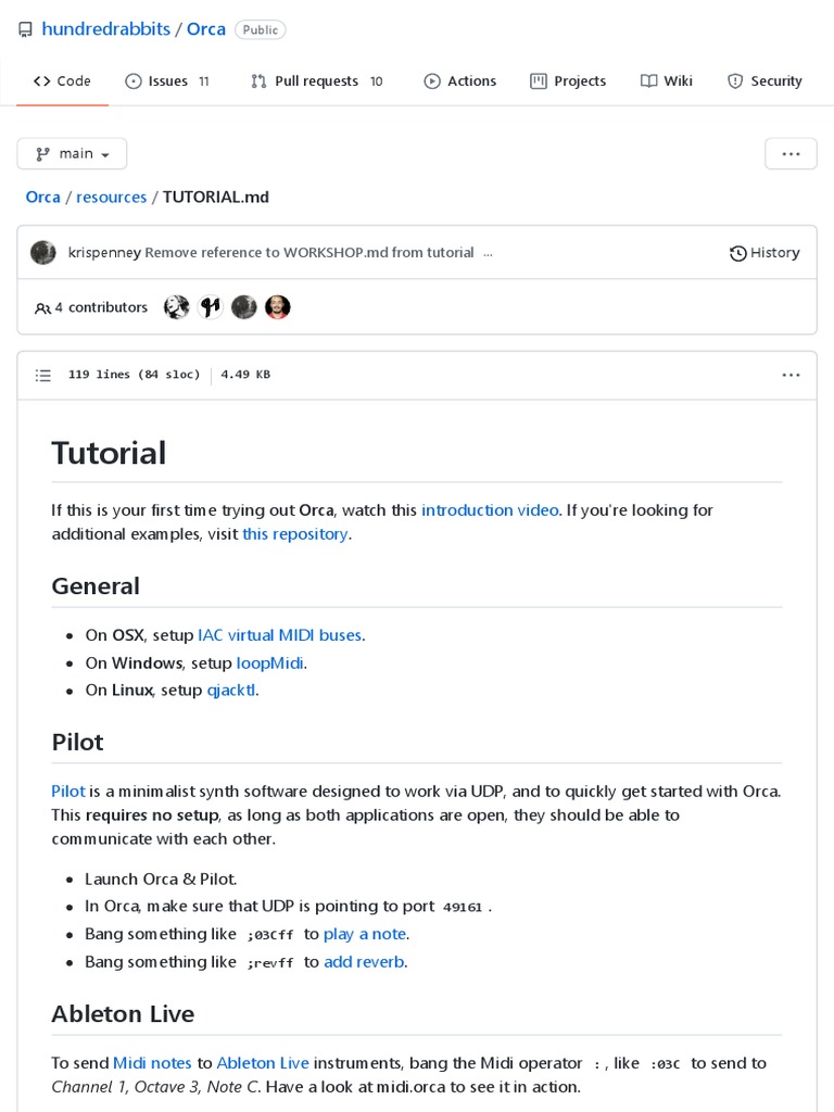 Orca - TUTORIAL - MD at Main Hundredrabbits - Orca GitHub PDF | PDF | Computer Hardware | Computing