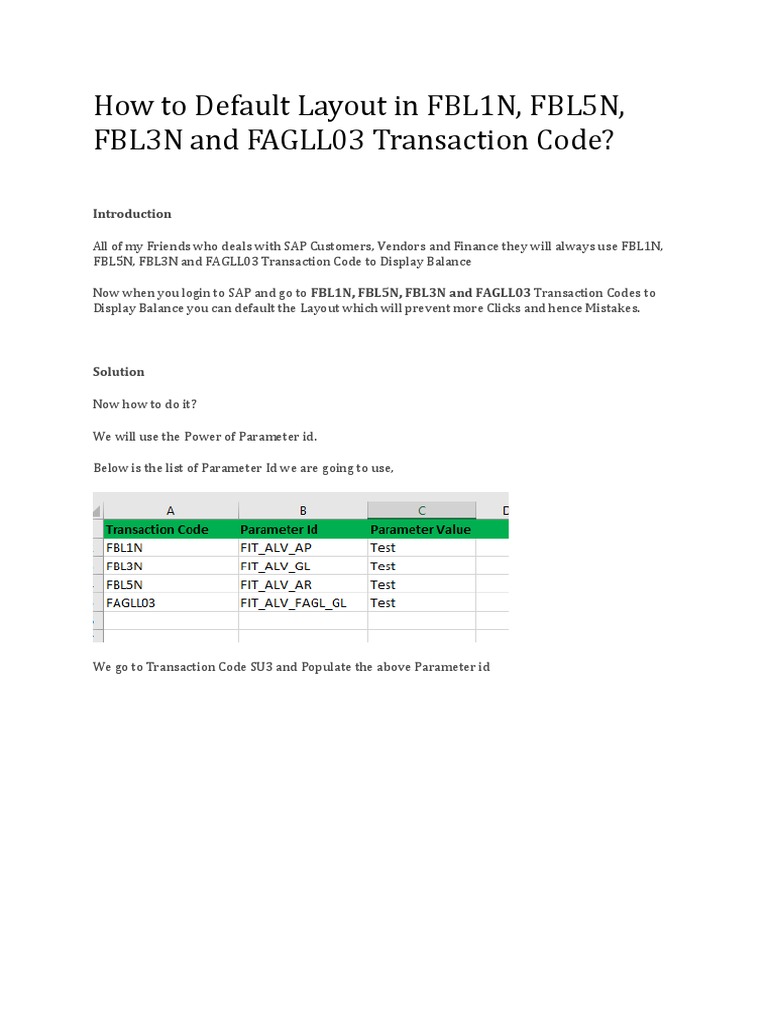 How To Default Layout in FBL1N FBL5N FBL3N | PDF