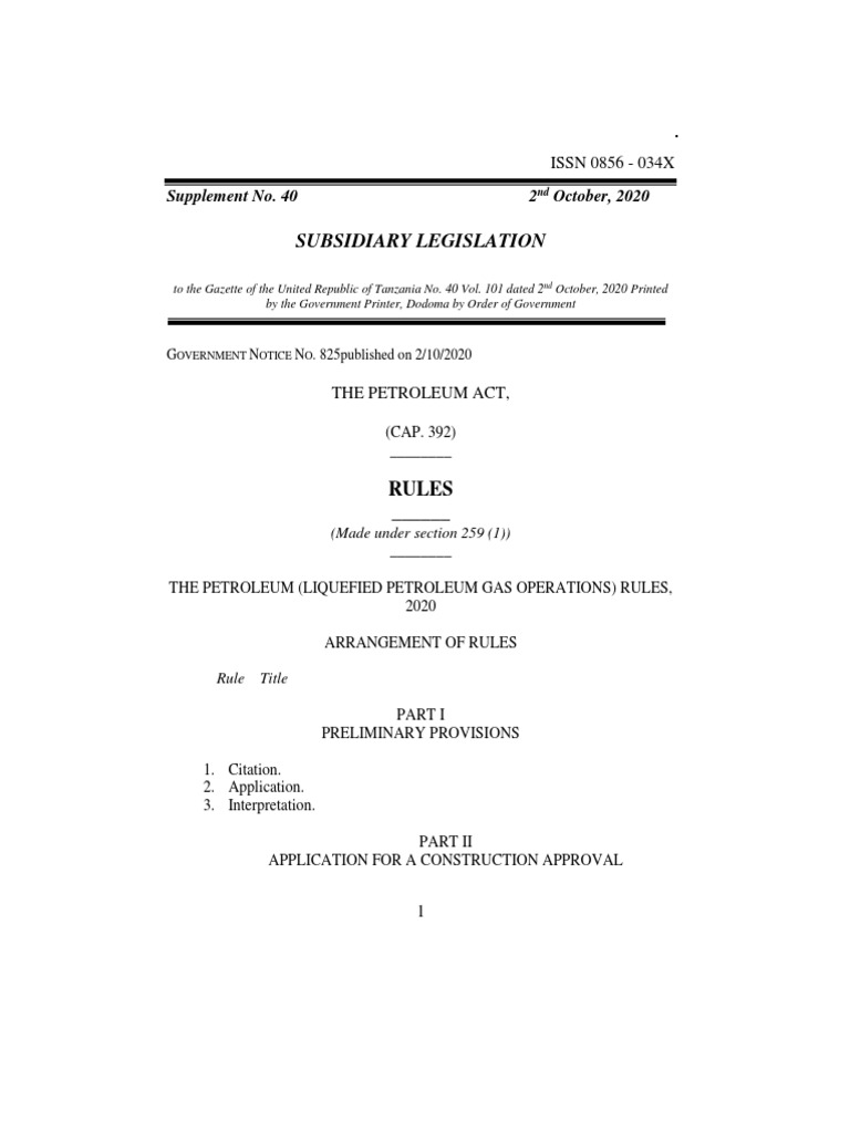 LPG Operations Regulations 2020 | PDF | Liquefied Petroleum Gas | License