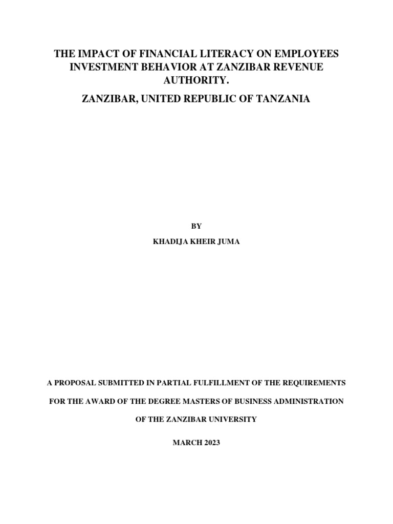 Research Proposal On The Impacts of Financial Literacy On Investment ...